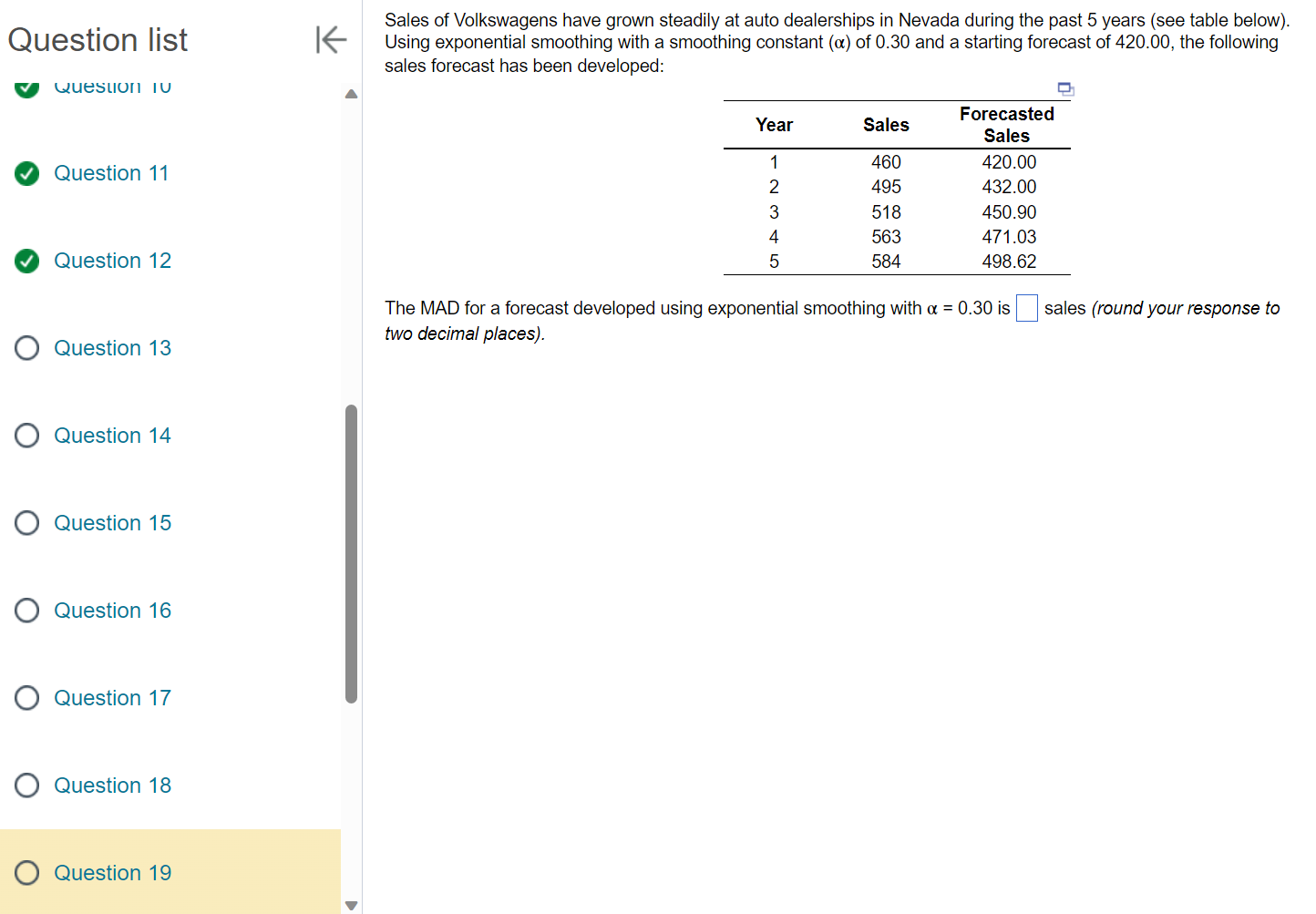 Solved estion list vuestion IU Question 11 Question 12 | Chegg.com