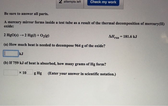 Solved 2 attempts left Check my work Be sure to answer all | Chegg.com