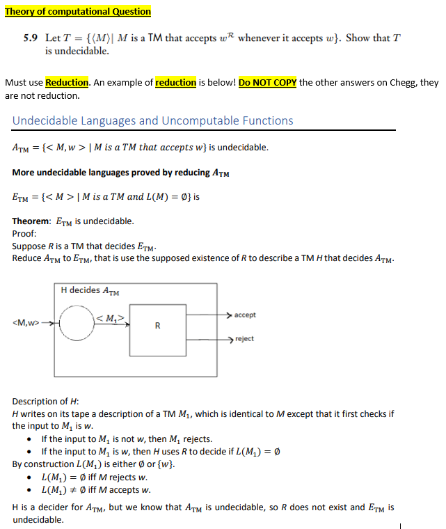Solved Theory of computational Question 5.9 Let T = {{M)| M | Chegg.com