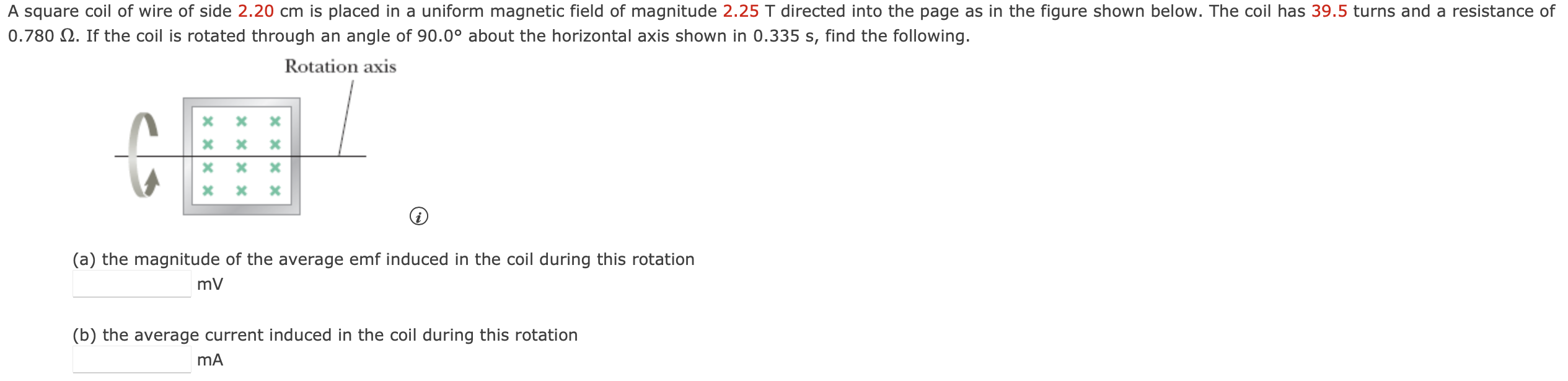 Solved 0.780Ω. If the coil is rotated through an angle of | Chegg.com
