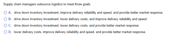 Solved Supply chain managers outsource logistics to meet | Chegg.com
