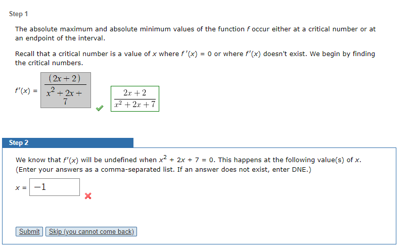 Solved Step 1 The absolute maximum and absolute minimum | Chegg.com