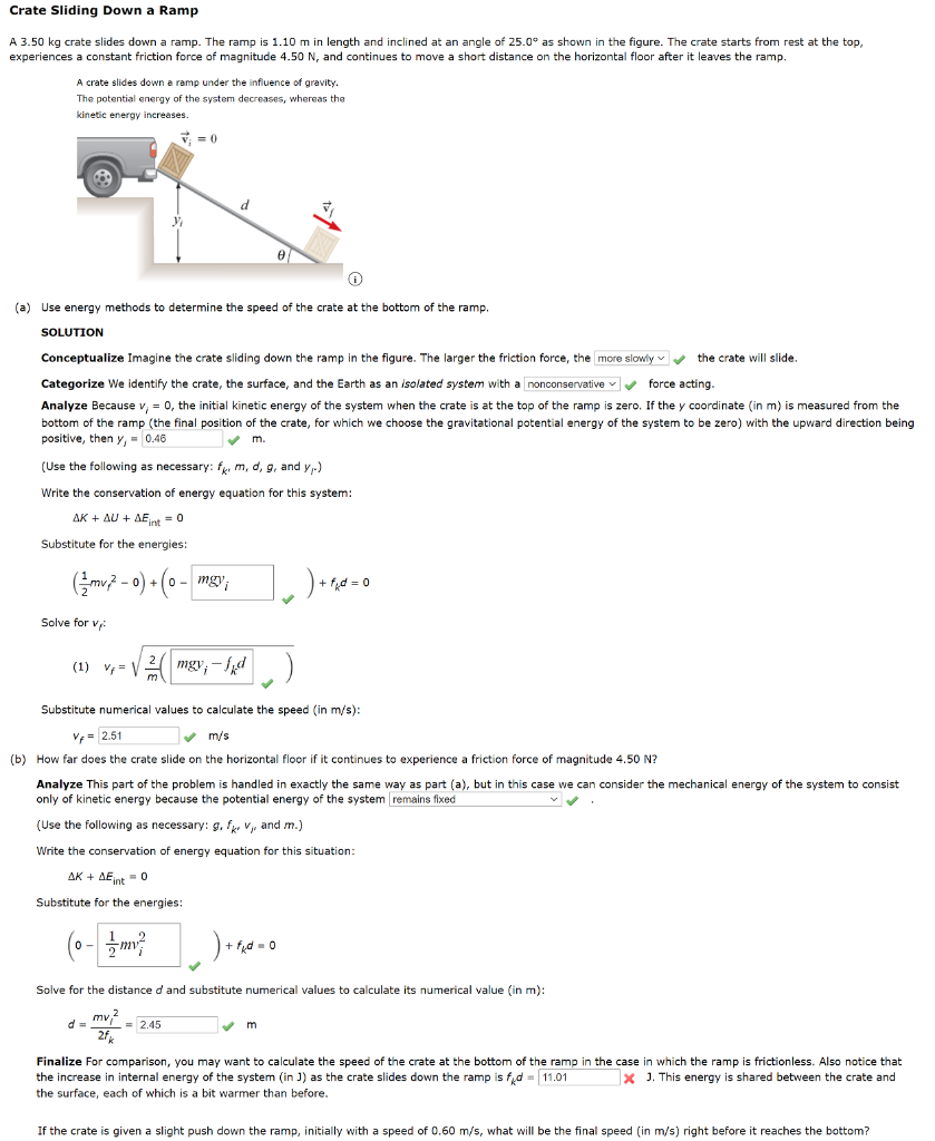 Solved Crate Sliding Down a Ramp A 3.50 kg crate slides down | Chegg.com