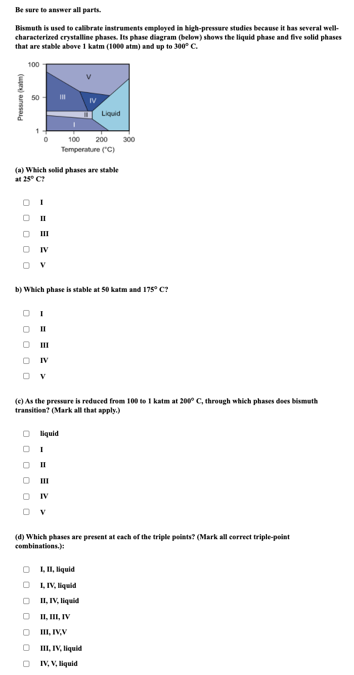 Solved Be sure to answer all parts. Bismuth is used to | Chegg.com