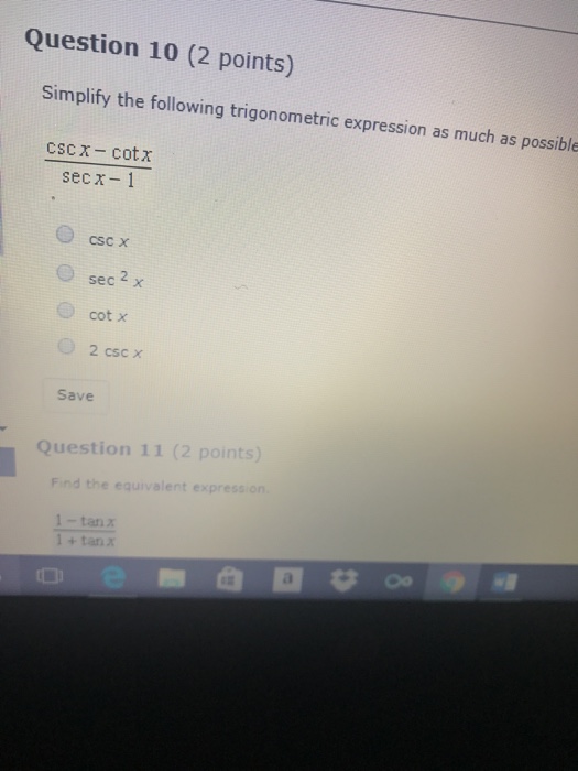 Solved Question 10 (2 points) Simplify the following | Chegg.com Solved Question 10 (2 points) Simplify the following | Chegg.com