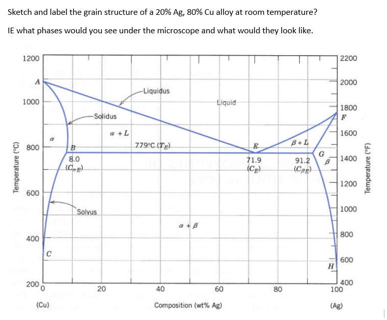 Solved Sketch and label the grain structure of a 20% Ag, 80% | Chegg.com