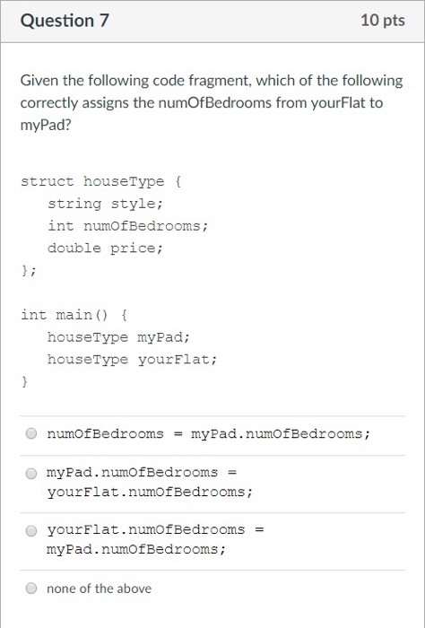 Solved Question 1 10 pts Given the following code fragment, | Chegg.com Solved Question 1 10 pts Given the following code fragment, | Chegg.com