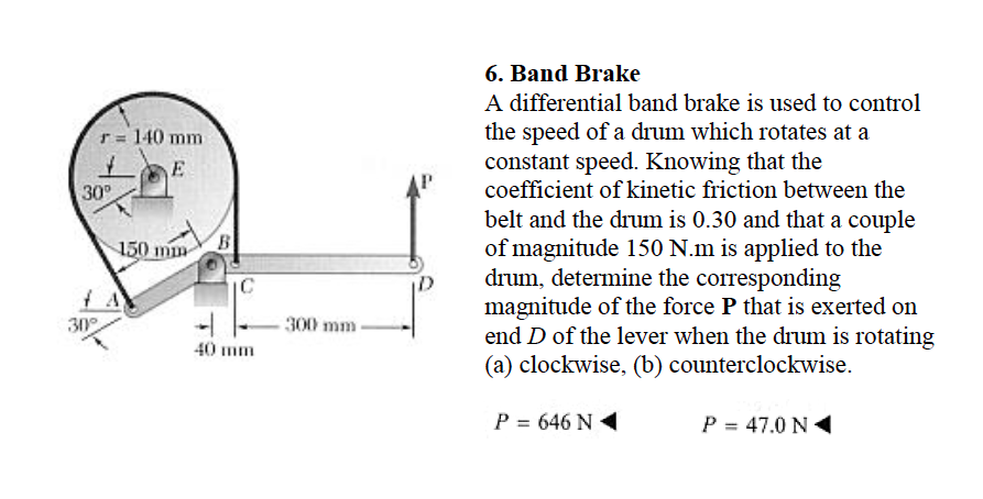 Solved 6. Band Brake A differential band brake is used to | Chegg.com
