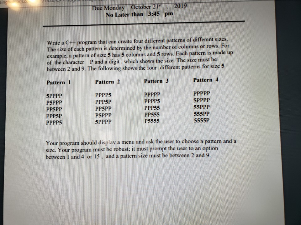 Solved Create the following pattern generator using | Chegg.com