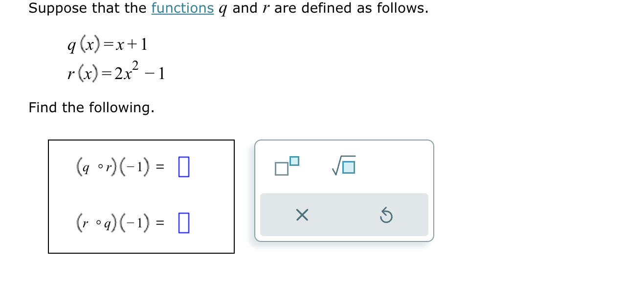 Solved Suppose that the functions q ﻿and r ﻿are defined as | Chegg.com