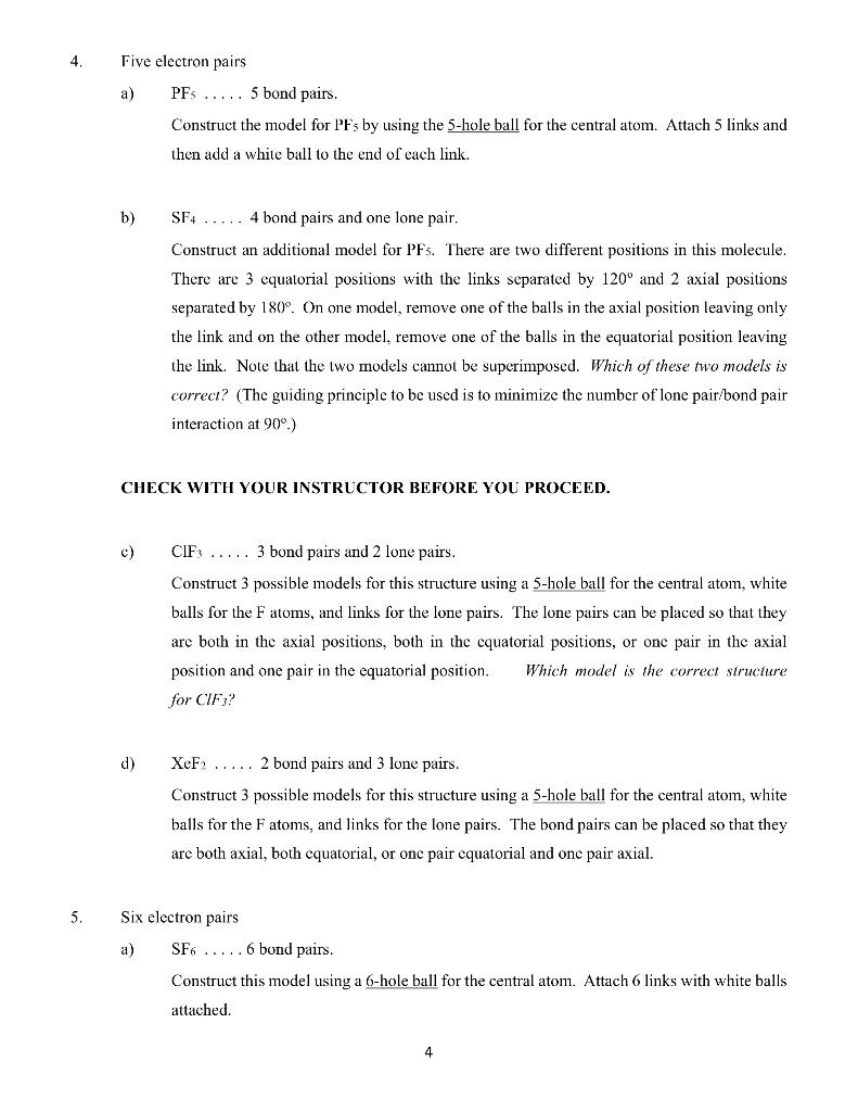 Solved EXPERIMENT 12 CHEMICAL BONDING (MOLECULAR MODELS) | Chegg.com