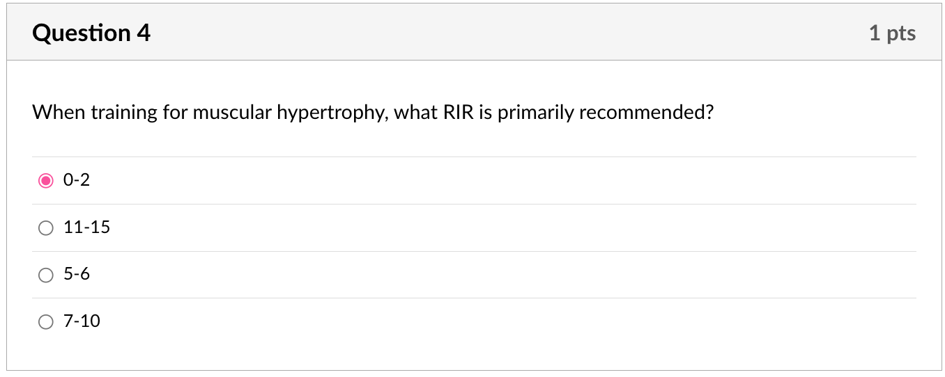 Solved When training for muscular hypertrophy, what RIR is | Chegg.com