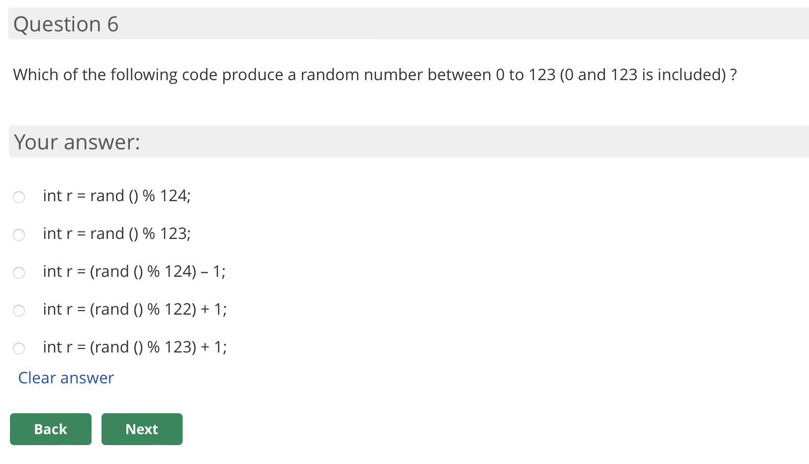 Solved Question 6 Which of the following code produce a | Chegg.com