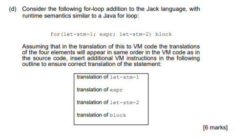 Solved (d) Consider the following for-loop addition to the | Chegg.com