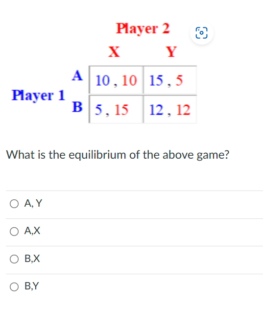 Solved What is the equilibrium of the above game?A, | Chegg.com