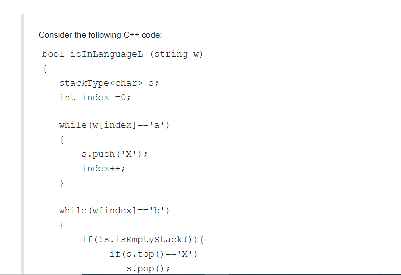 Solved Consider The Following C Code Bool Isinlanguagel 