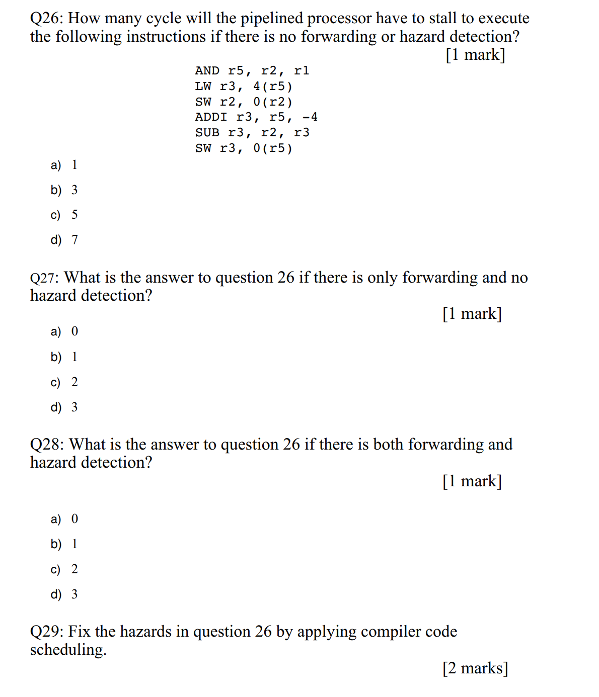 Solved Q26: How many cycle will the pipelined processor have | Chegg.com