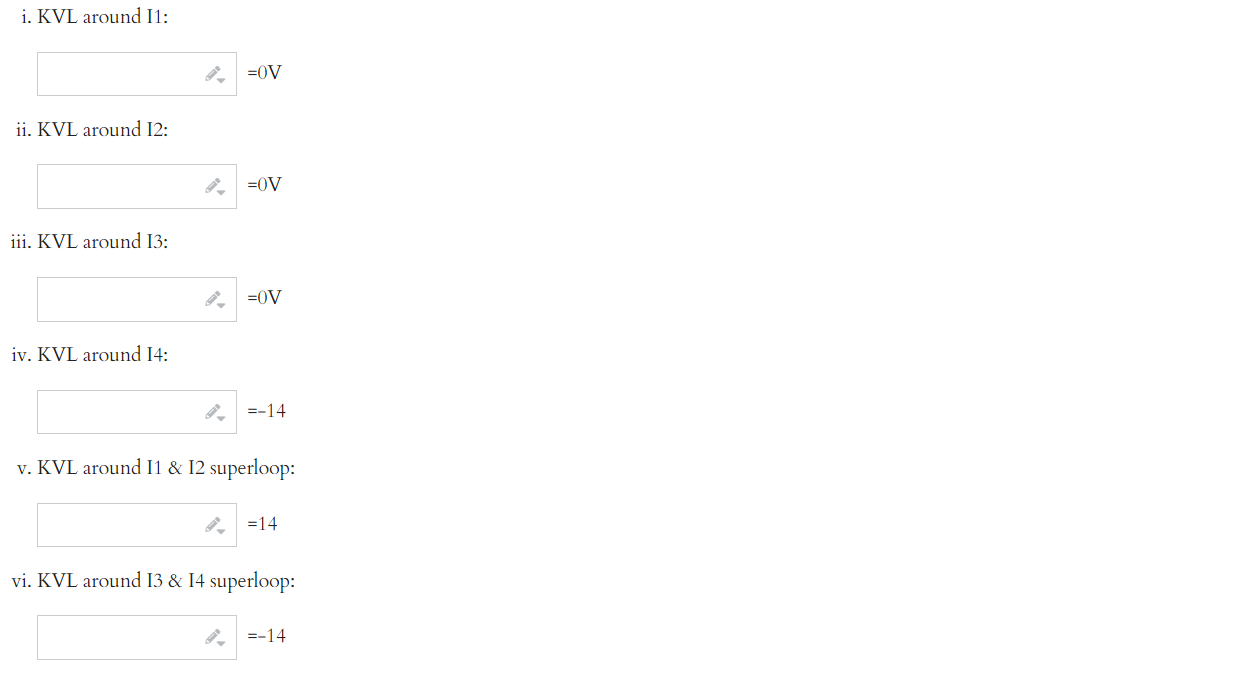 Solved In the above diagram, use Vs=14 Using I1, I2, I3, and | Chegg.com