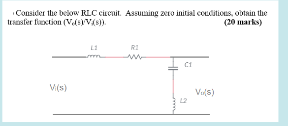 Solved Consider the below RLC circuit. Assuming zero initial | Chegg.com