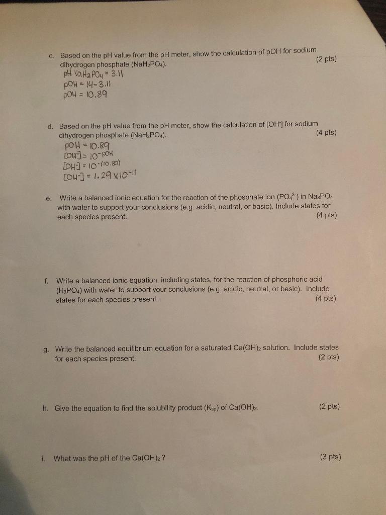 Solved Measurement of pH, Ksp, and Strong Acid Titration | Chegg.com