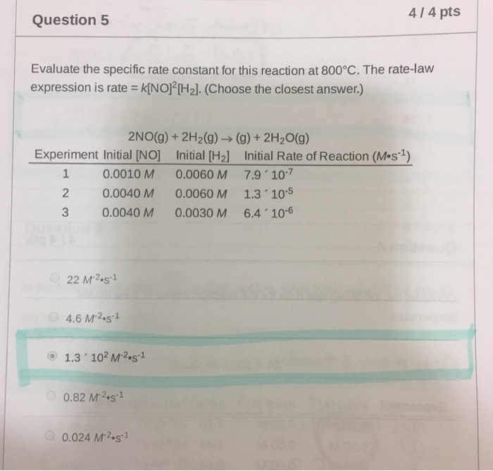 Solved 41 4 pts Question 5 Evaluate the specific rate | Chegg.com