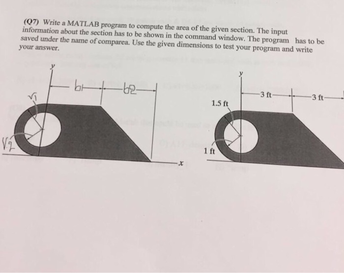 Solved Write A Matlab Program To Compute The Area Of The