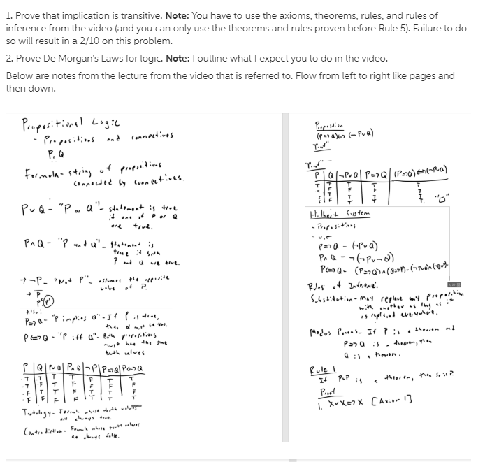 Solved 1. Prove that implication is transitive. Note: You | Chegg.com