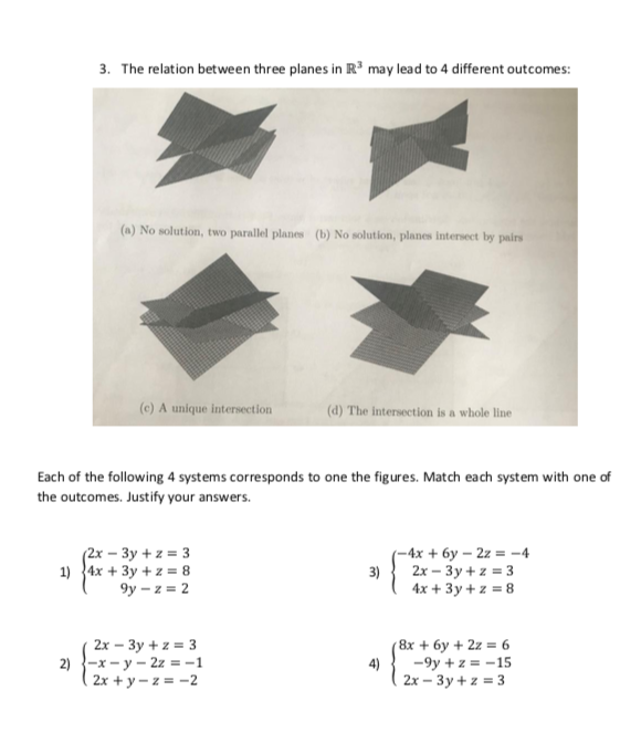 Solved 3. The relation between three planes in R3 may lead | Chegg.com