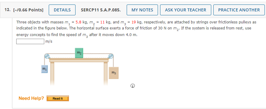 Solved Three objects with masses m1=5.8 kg,m2=11 kg, and | Chegg.com