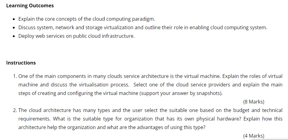 Solved Learning Outcomes - Explain the core concepts of the | Chegg.com
