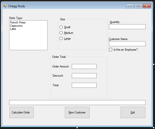Using C# Create calculation Coffee Shop | Chegg.com