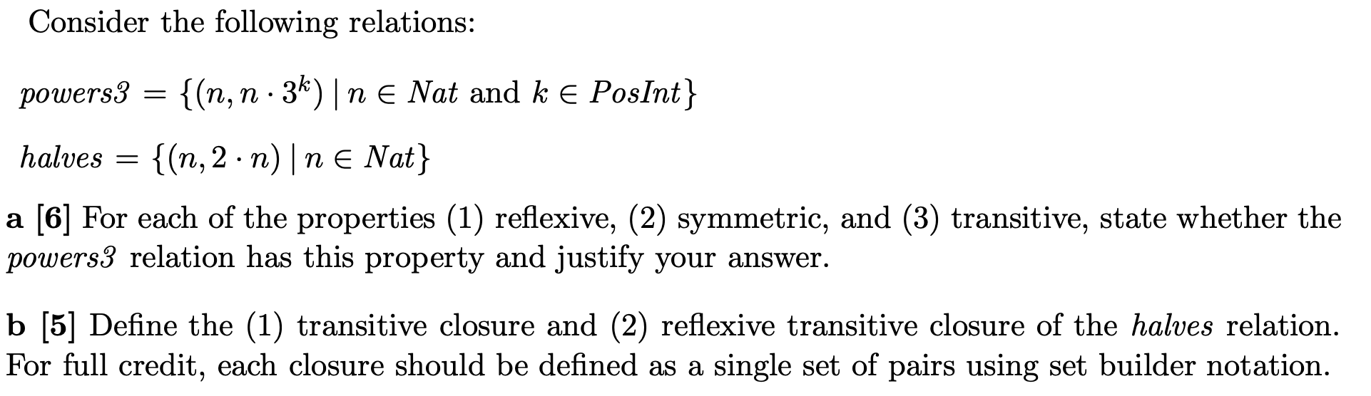Solved Consider the following relation: ﻿halves | Chegg.com