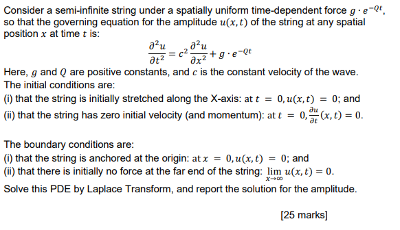 Solved Consider a semi-infinite string under a spatially | Chegg.com