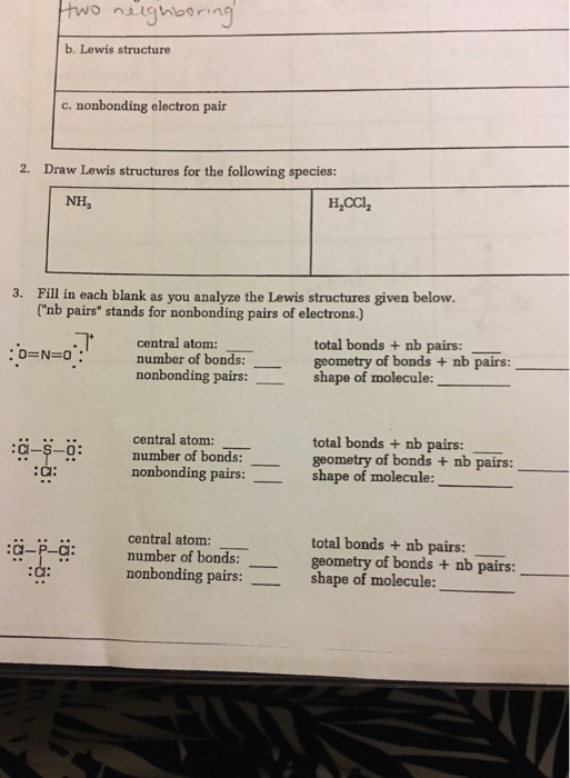 Solved b. Lewis structure c. nonbonding electron pair 2. | Chegg.com