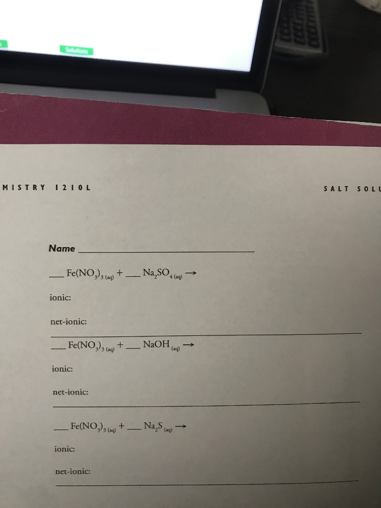Solved ionic: net-ionic: EQUATION WRITE-UP Write molecular, | Chegg.com