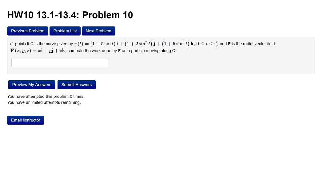 Solved HW10 13.1-13.4: Problem 10 Previous Problem Problem | Chegg.com