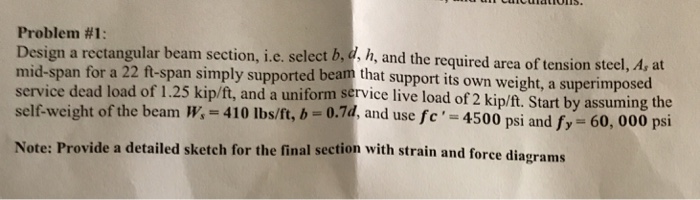 Solved Design a rectangular beam section, i. e. select b, d, | Chegg.com