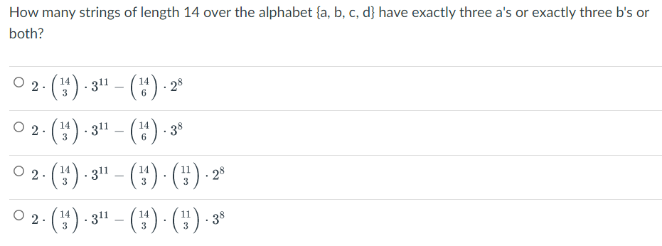 Solved How many strings of length 14 over the alphabet | Chegg.com