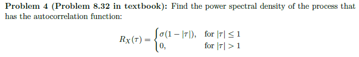 Solved Find the power spectral density of the process | Chegg.com