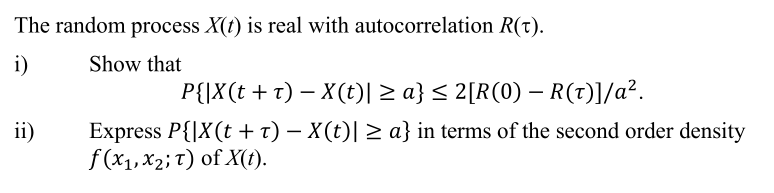 Solved The random process X(t) is real with autocorrelation | Chegg.com