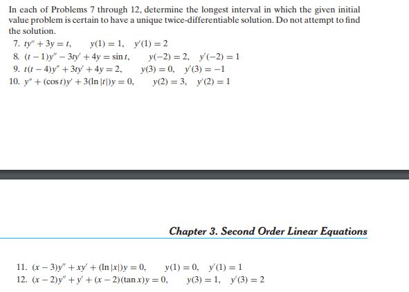 Solved In each of Problems 7 through 12 , determine the | Chegg.com
