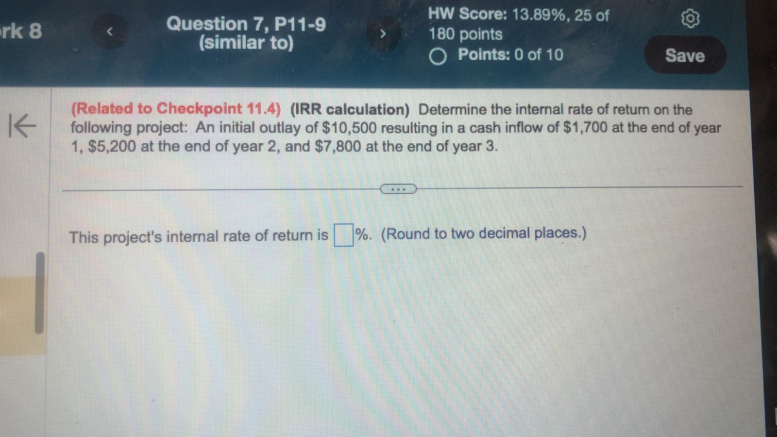 Solved (Related to Checkpoint 11.4) (IRR calculation) | Chegg.com