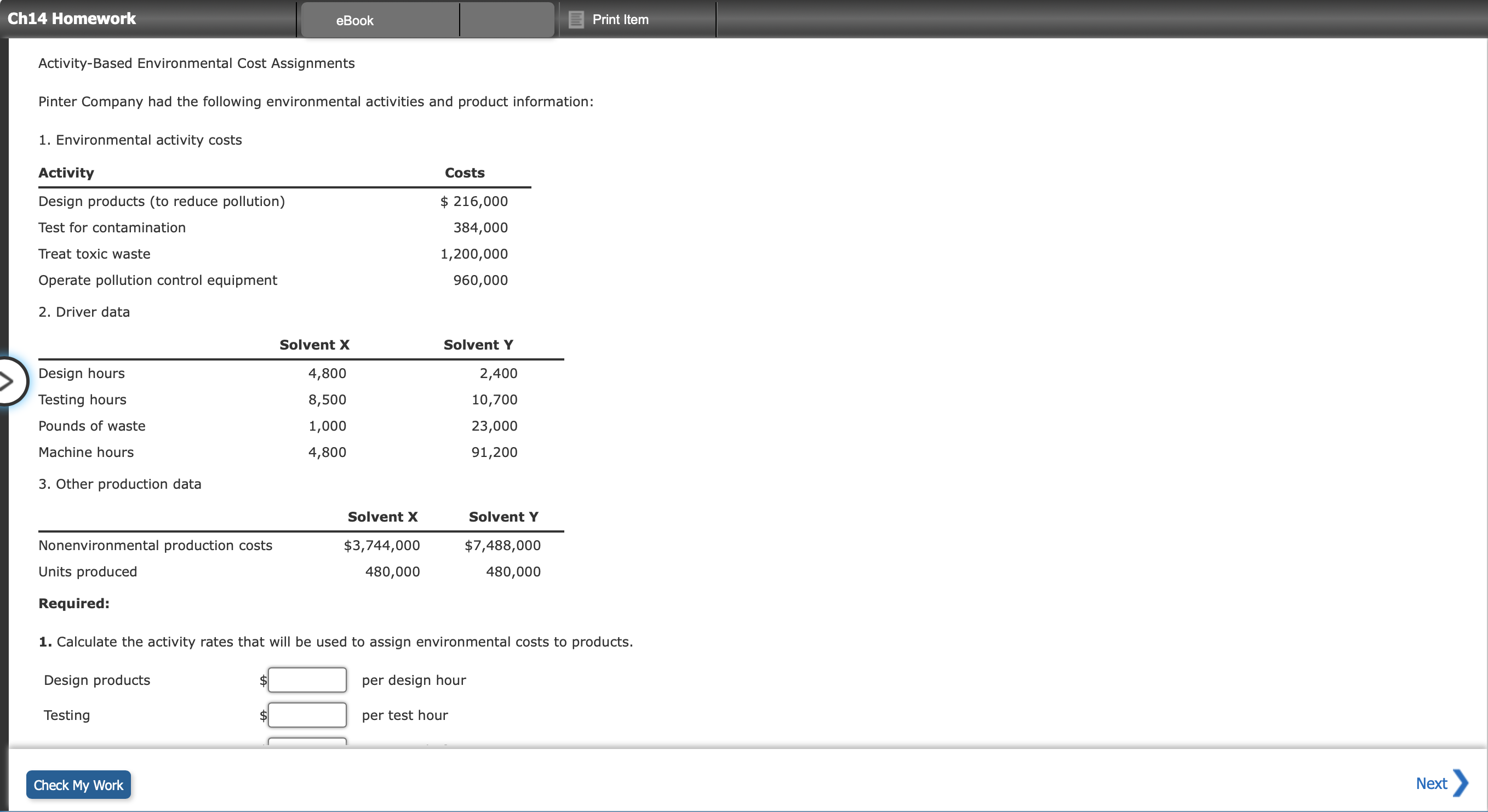 Solved Activity-Based Environmental Cost Assignments Pinter | Chegg.com