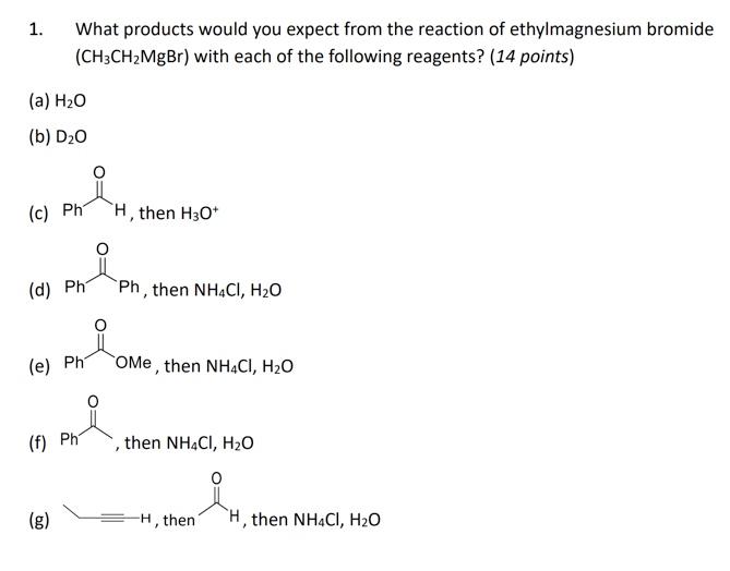 Solved 1. What products would you expect from the reaction | Chegg.com