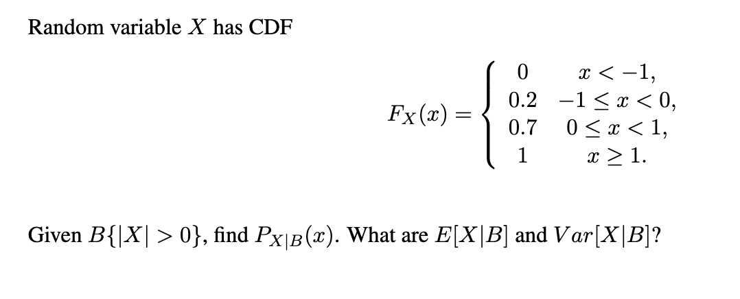 Solved Random variable X has CDF | Chegg.com