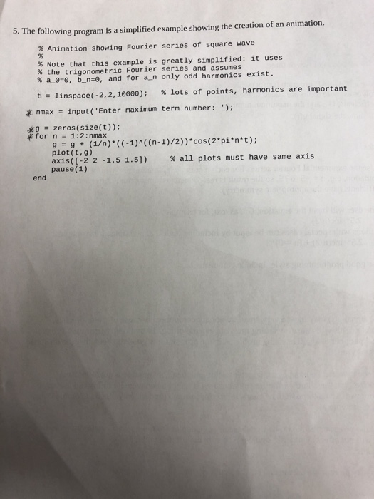 Write a MATLAB program (script) which creates an | Chegg.com