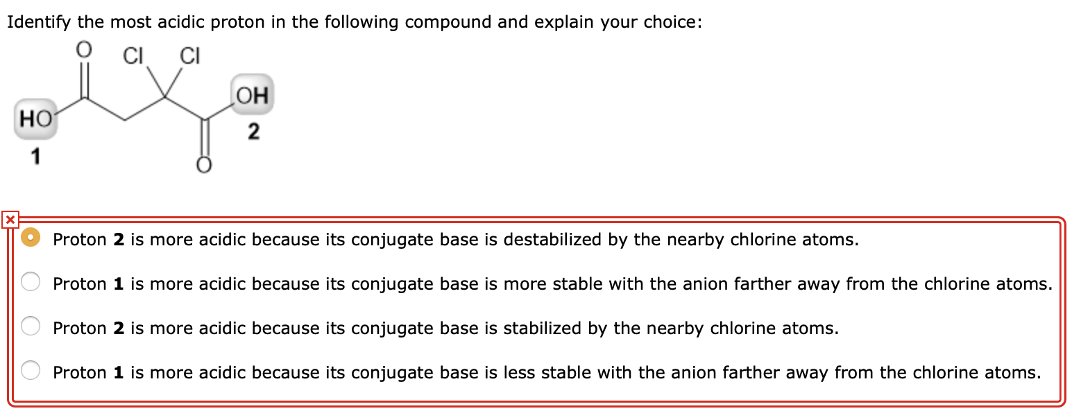 Solved Identify the most acidic proton in the following | Chegg.com