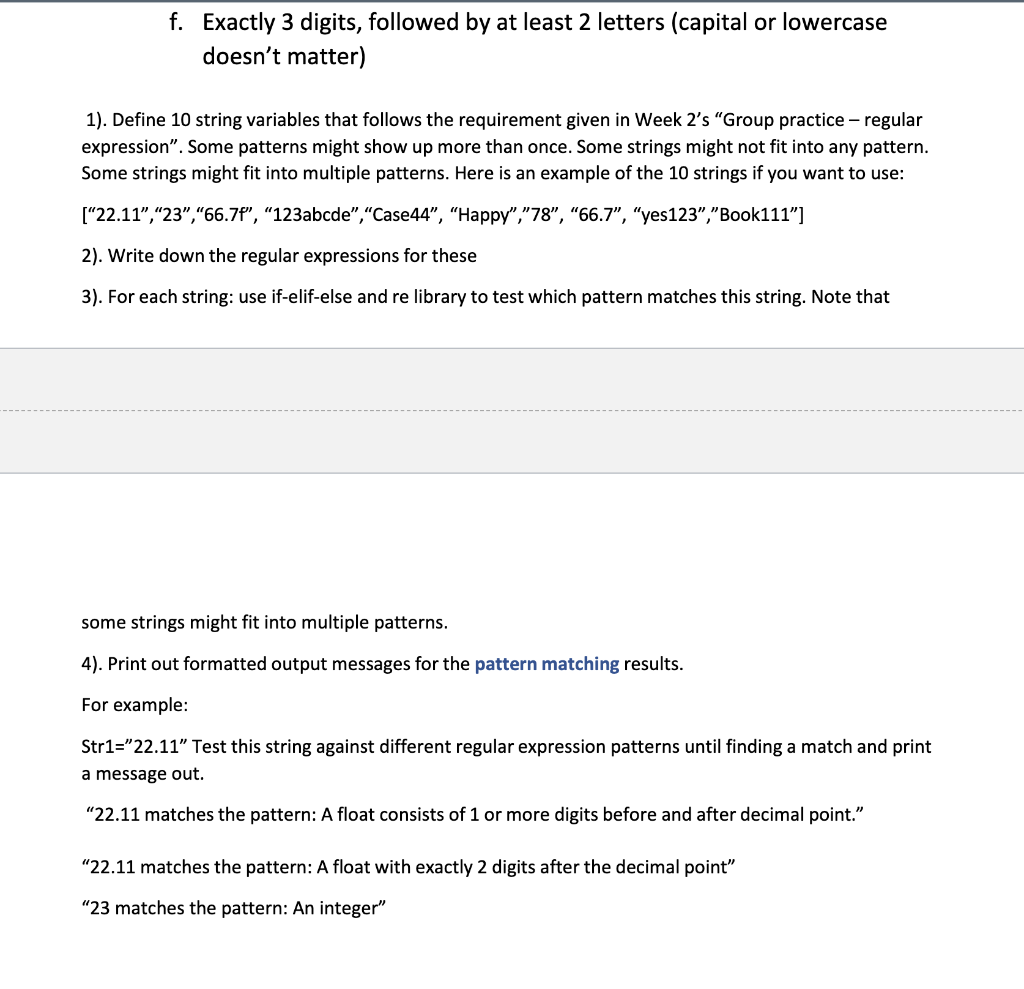 Solved Python lab 2 - Regex in Python (Complete on your own | Chegg.com