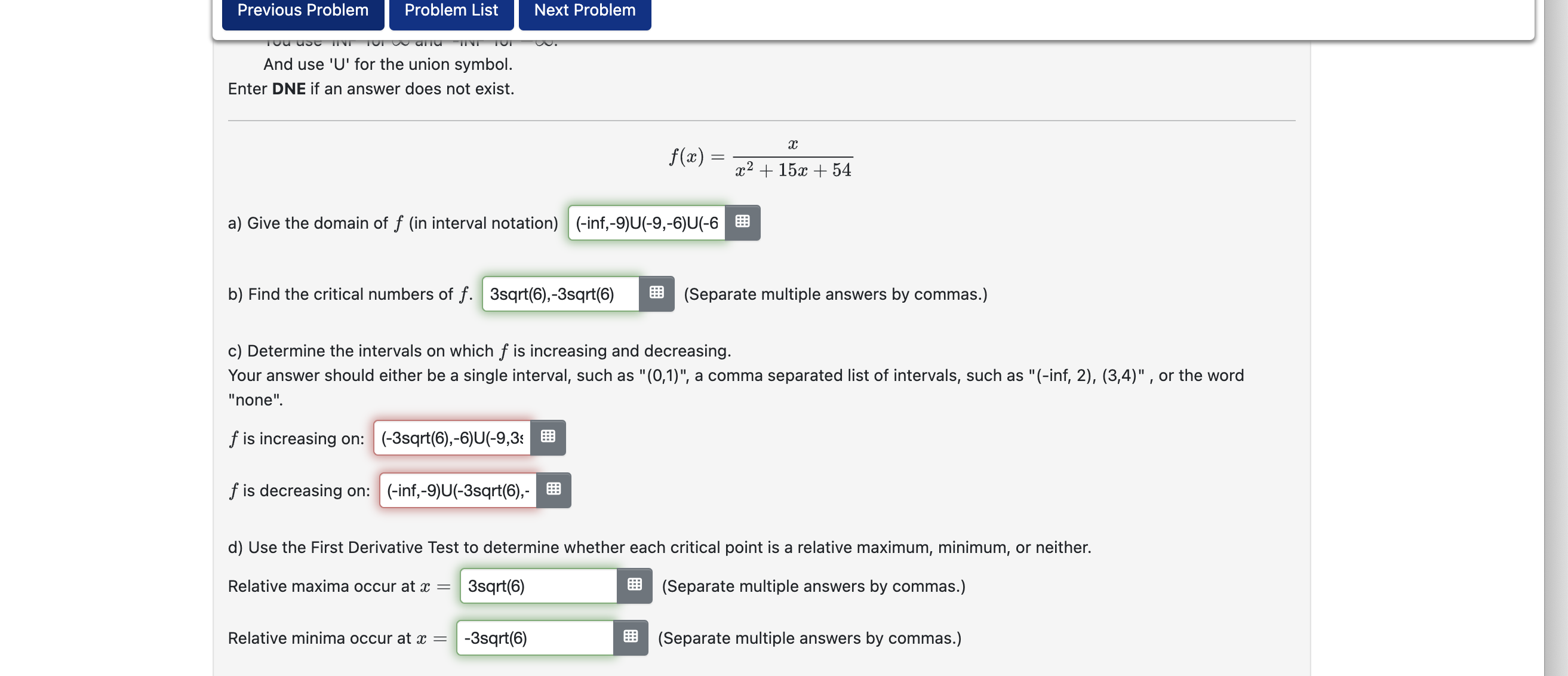 Solved And use ' ﻿U ' ﻿for the union symbol.Enter DNE if an | Chegg.com