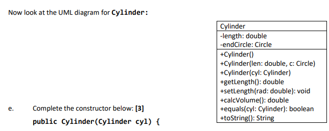 Solved Now look at the UML diagram for Cylinder: Cylinder | Chegg.com